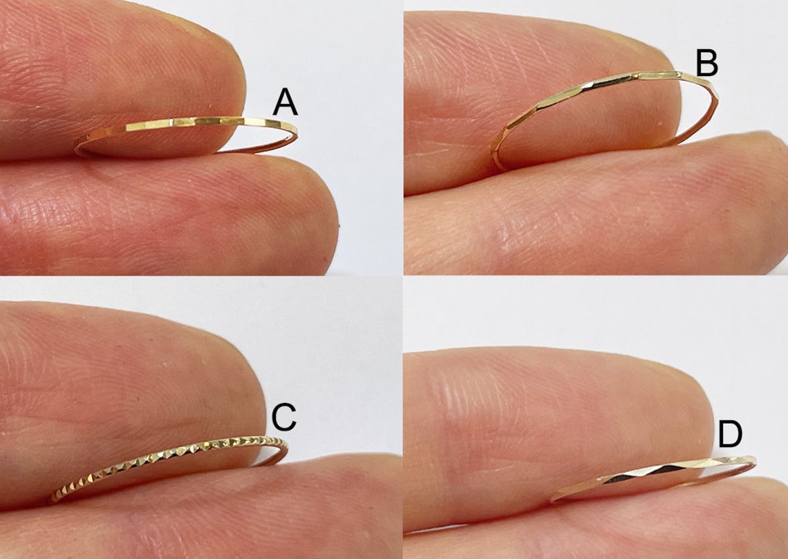14K Gold Super Skinny Stacking Ring Thin Stacking Ring Super - Etsy