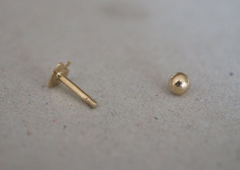 14K Solid Gold Tiny Ace of Spade End Barbell Piercing 18G - Etsy