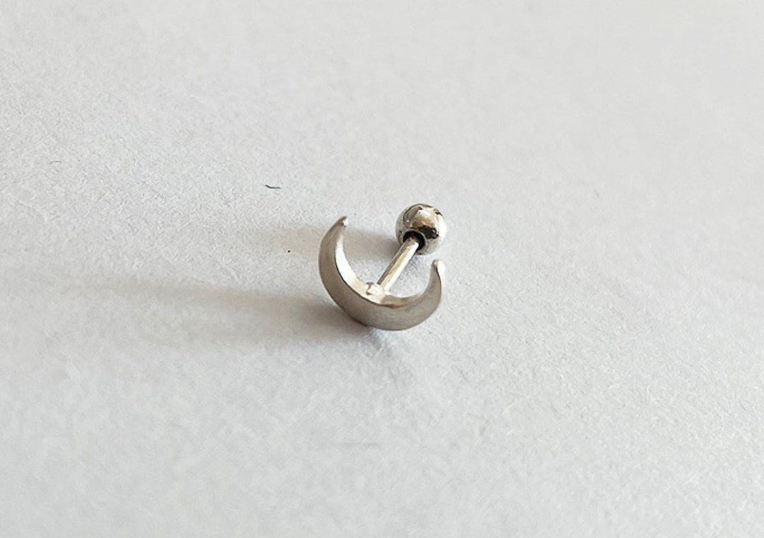 925 Sterling Silver Moon Piercing 21G, 1/4" 6mm Post Real Gold ...