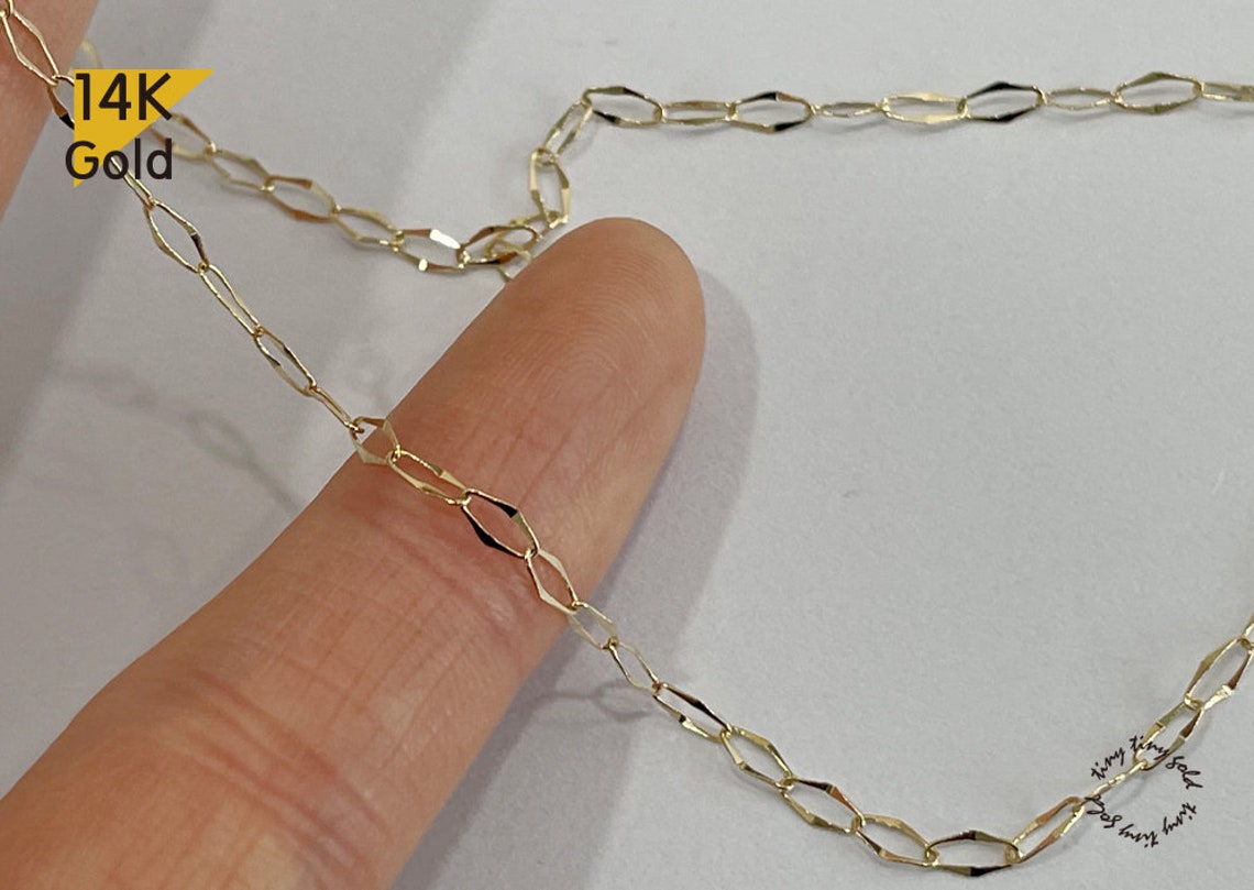 14K Solid Gold Necklace Thin Chain Lightweight Chain - Etsy