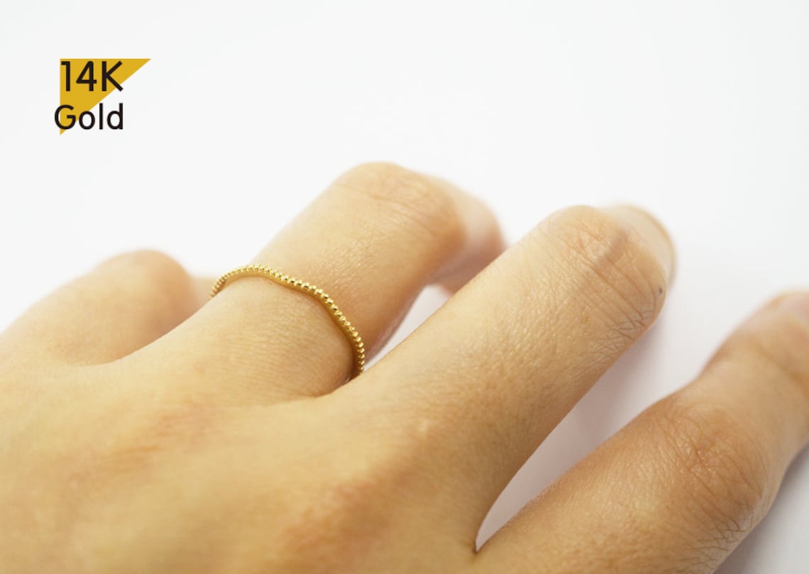 14K Solid Gold Ring Wave Band Ring Gold Geometric Ring - Etsy