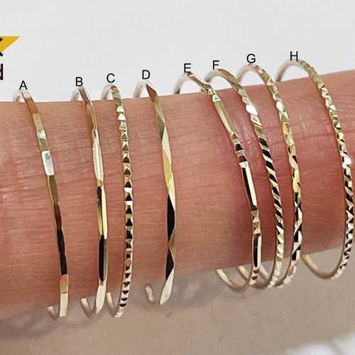 14K Gold Super Skinny Stacking Ring Thin Stacking Ring Super | Etsy