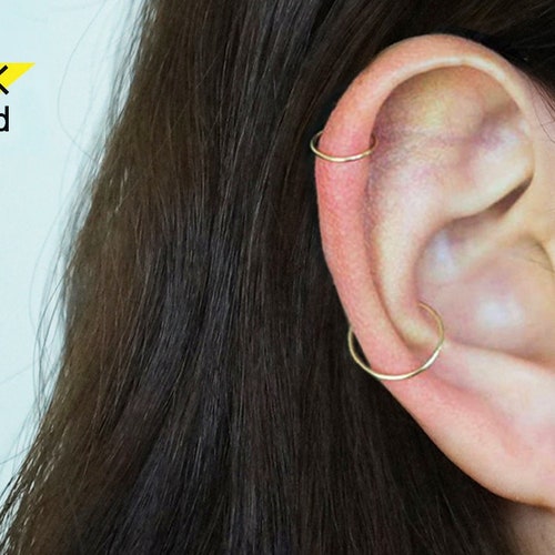 14k Solid Gold Helix Piercing Seamless Hoop Ring...18g..or - Etsy