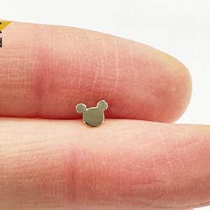14K Solid Gold Mickey Mouse Barbell Piercing, 21G, 6mm Post, Tragus ...