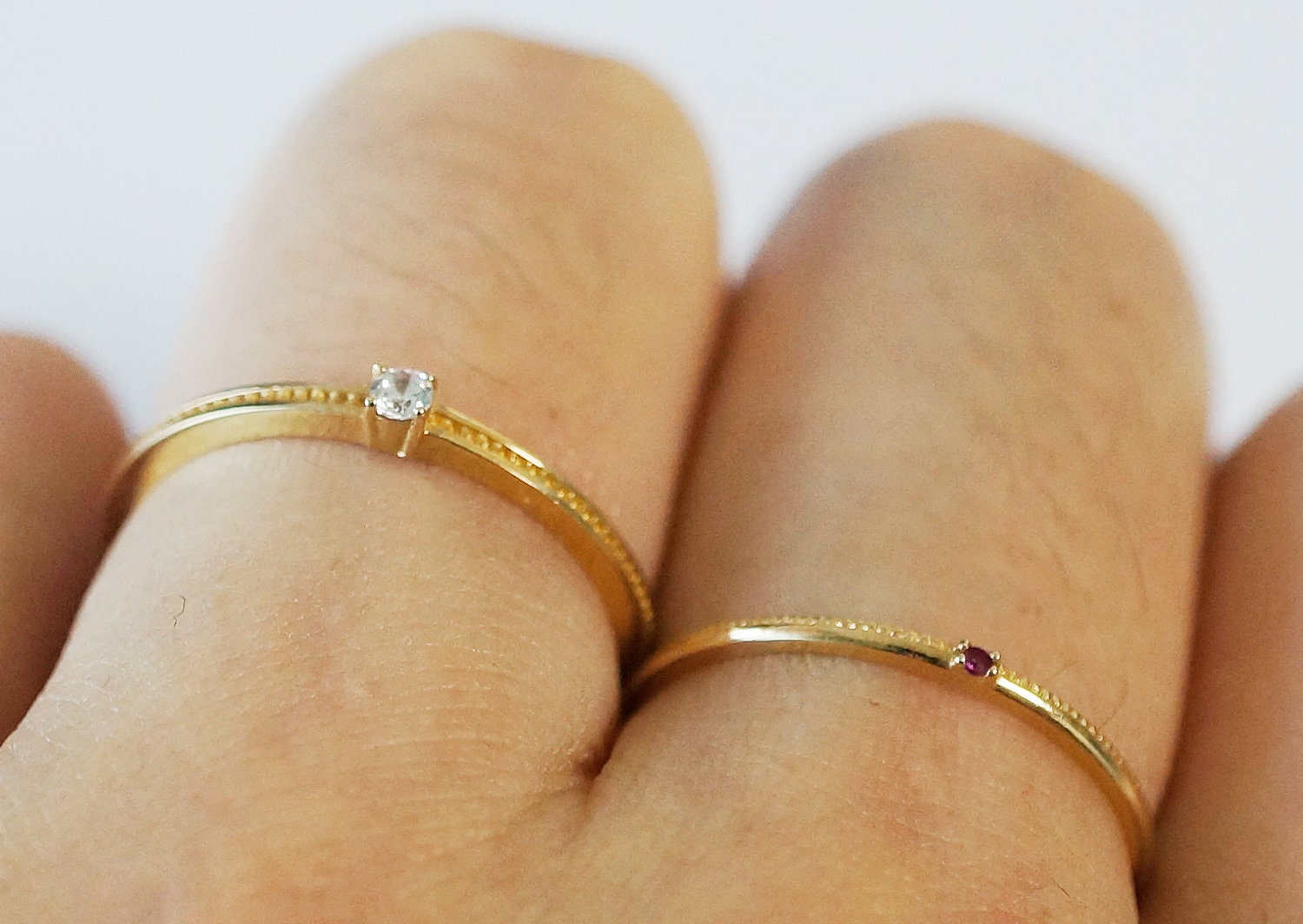 14K Solid Gold Ring CZ Wedding Ring Promise Ring TGR031 | Etsy