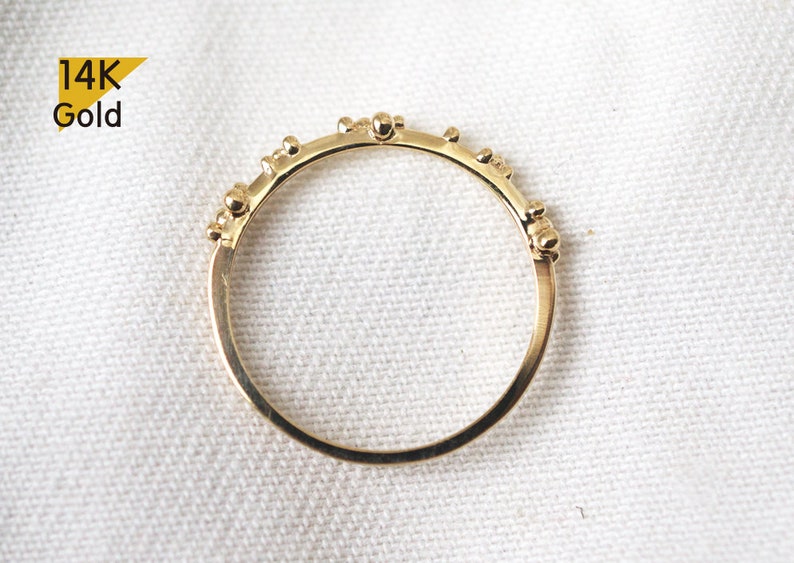 14K Solid Gold Ring Geometric Ring TGR037 | Etsy