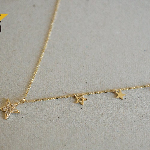 14K Solid Gold Necklace Thin Chain Tiny Thin Pendant 14K - Etsy