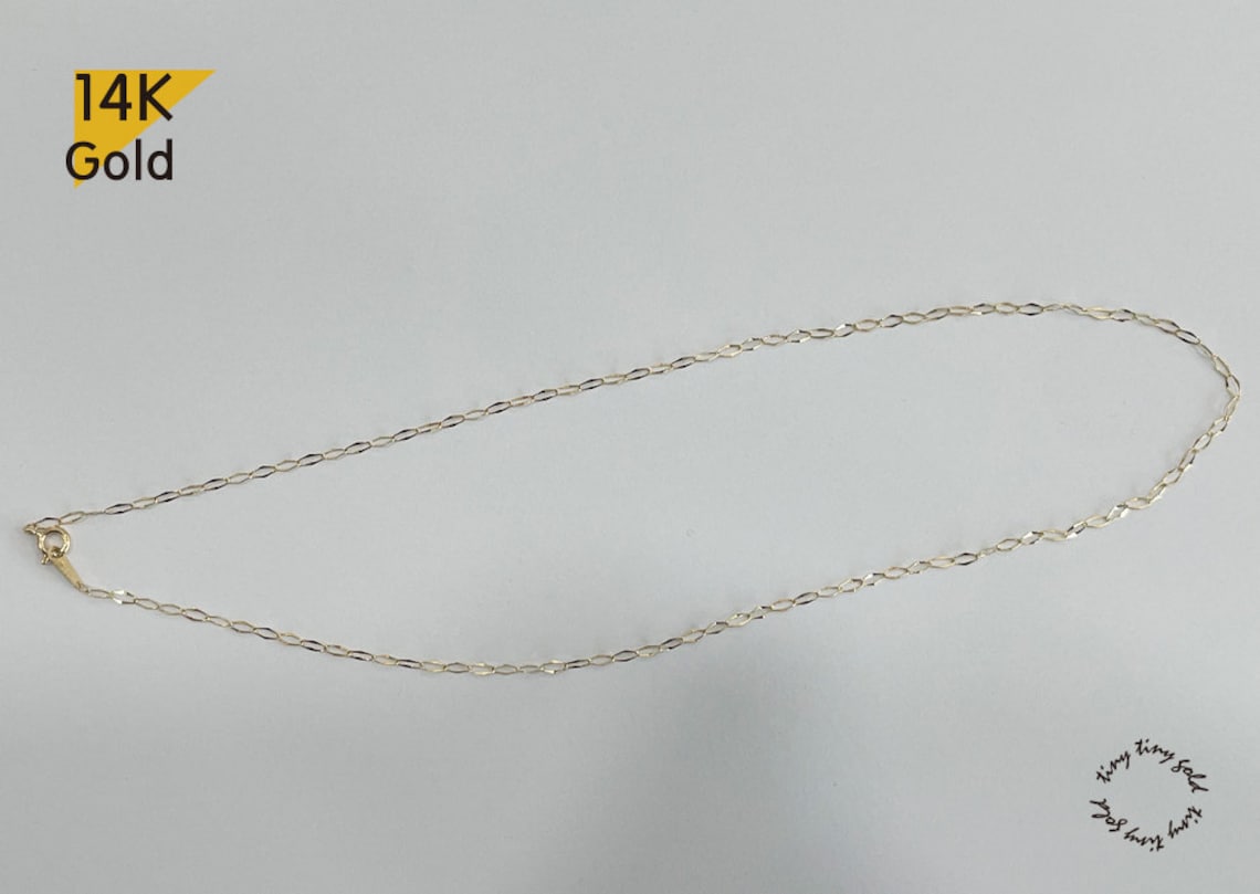 14K Solid Gold Necklace Thin Chain Lightweight Chain - Etsy