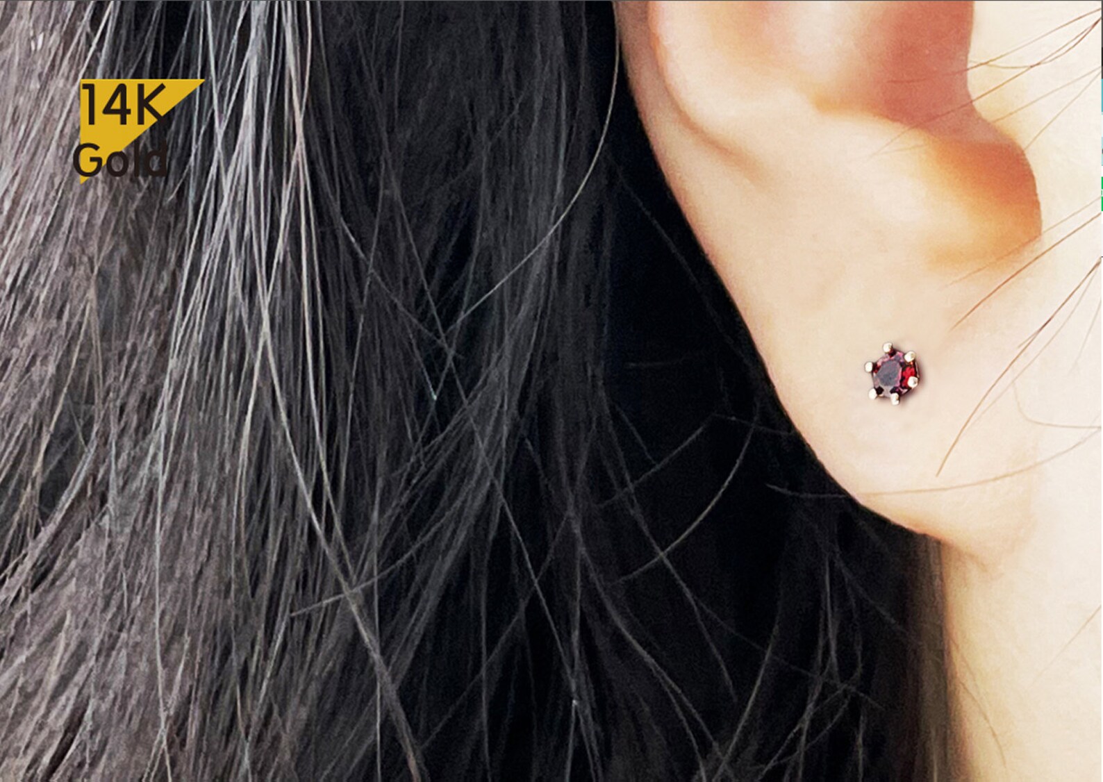 14K Solid Gold Natural Real Birth Stone End Barbell Piercing | Etsy