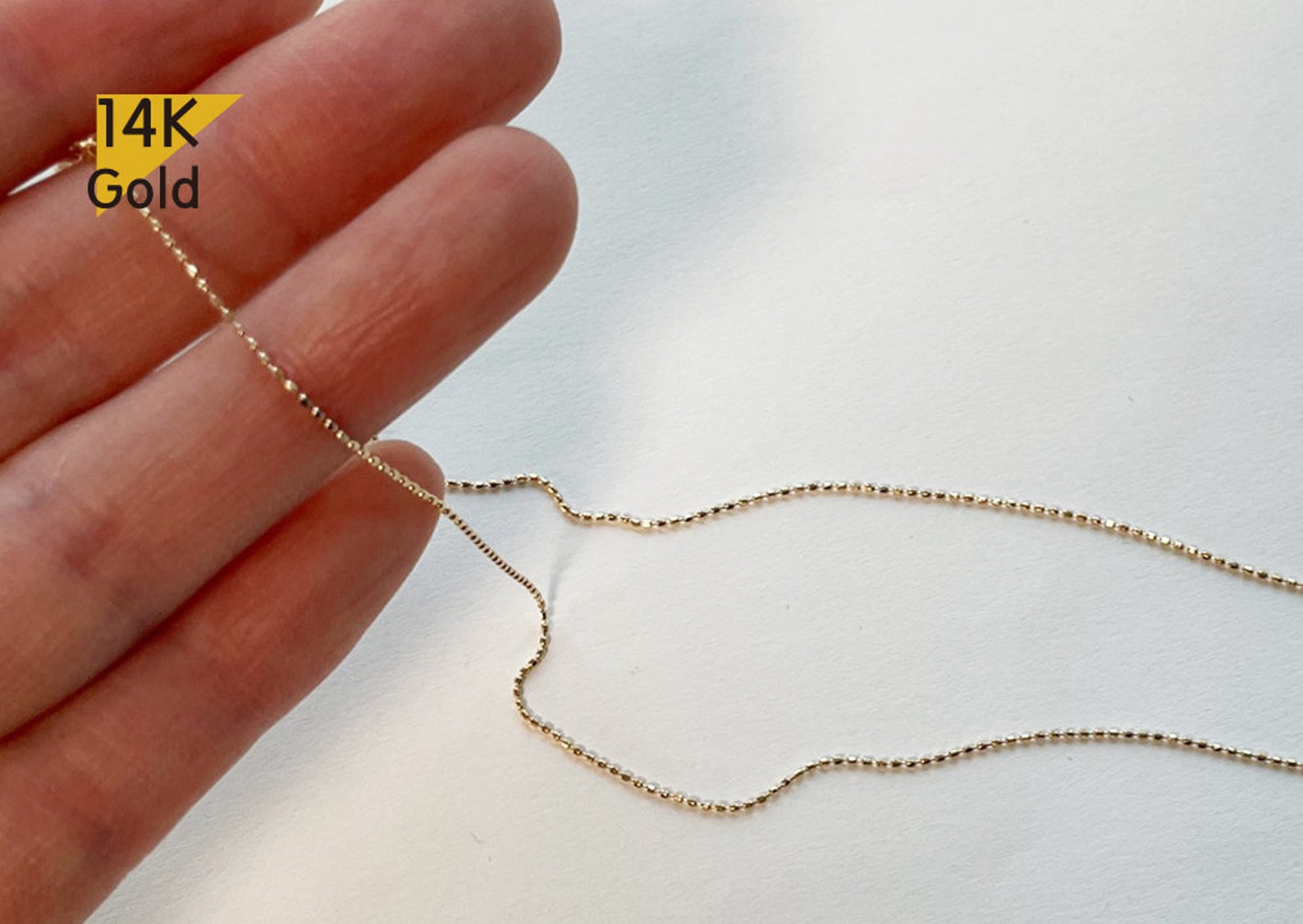 14K Solid Gold Thin Necklace Thin Chain | Etsy