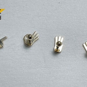 14K Solid Gold Finger Sign and Hand Gesture Barbell Piercing, 22G, 6mm ...
