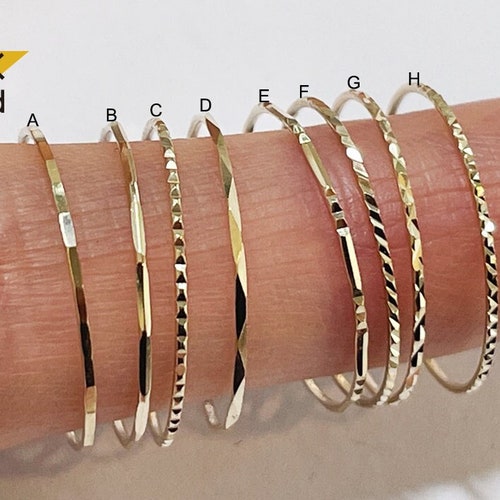 14K Solid Gold Super Thin Stacking Ring TGR202 - Etsy