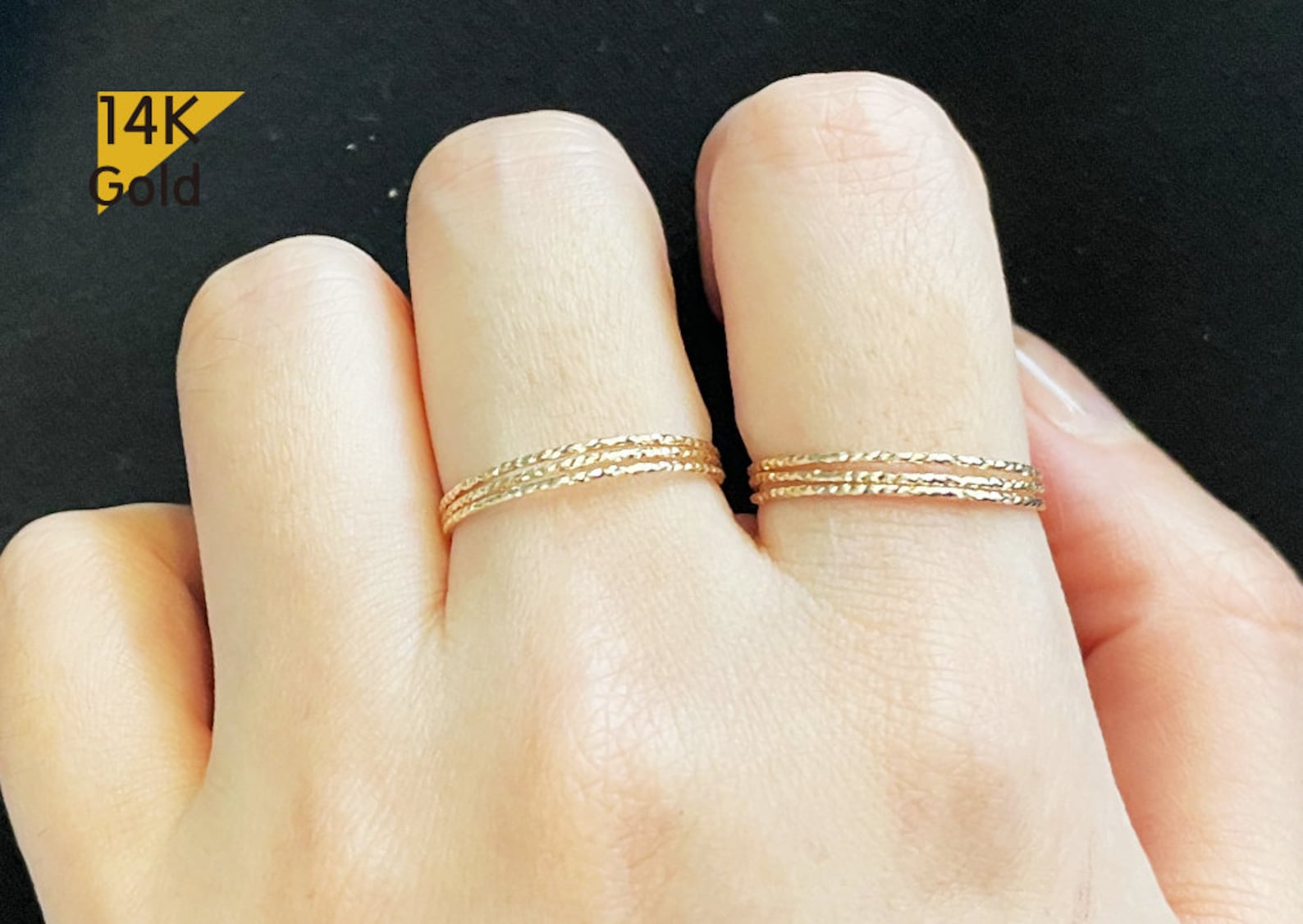 14K Solid Gold Super Thin Stacking Ring TGR202 - Etsy