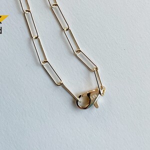 14K Solid Gold Thin Paperclip Necklace, Rectangle Chain, Paperclips ...