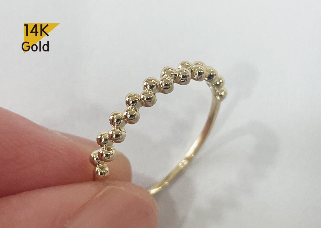 NEW 14K Gold Solid Gold Tiny Balls Ring - Etsy