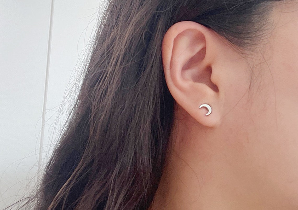 925 Sterling Silver Moon Piercing 21G 1/4 6mm Post Real | Etsy