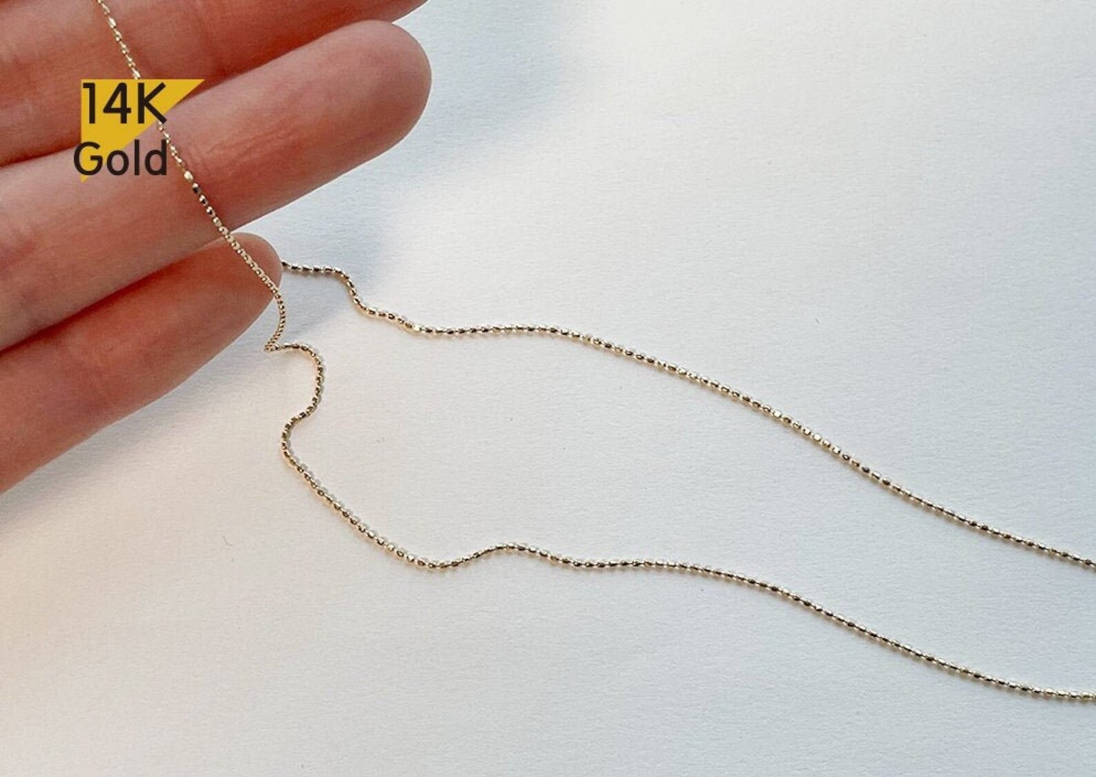 14K Solid Gold Thin Necklace Thin Chain | Etsy