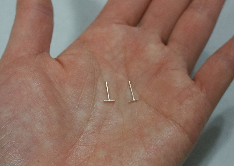 10K Solid Gold Tiny Thin Line Earrings 5mm 10mm 12mm 15mm - Etsy