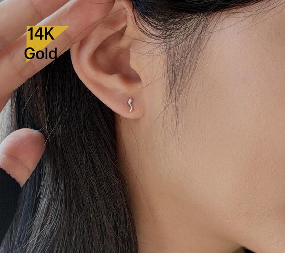 NEW! 14K Solid Gold Gummy Worm Stud End Barbell Piercing, 20G - Etsy