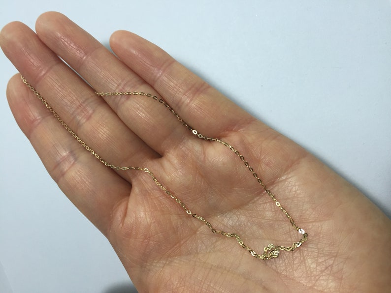 14K Solid Gold Necklace Thin Chain Tiny Thin Pendant 14K - Etsy