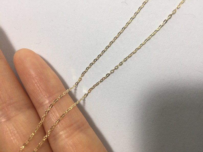 14K Solid Gold Necklace Thin Chain Tiny Thin Pendant 14K - Etsy