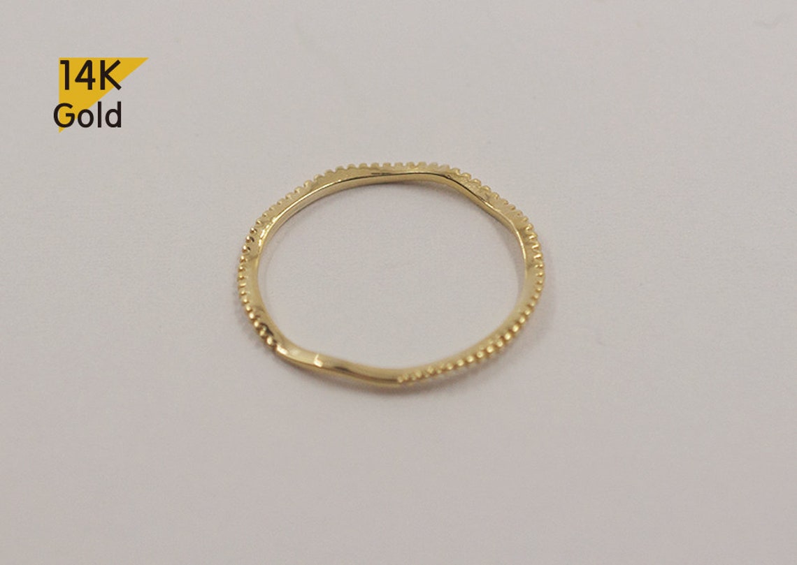 14K Solid Gold Ring Wave Band Ring Gold Geometric Ring - Etsy