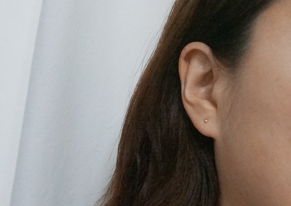 10K Solid Gold Tiny Ball 2.5mm TGE002 - Etsy