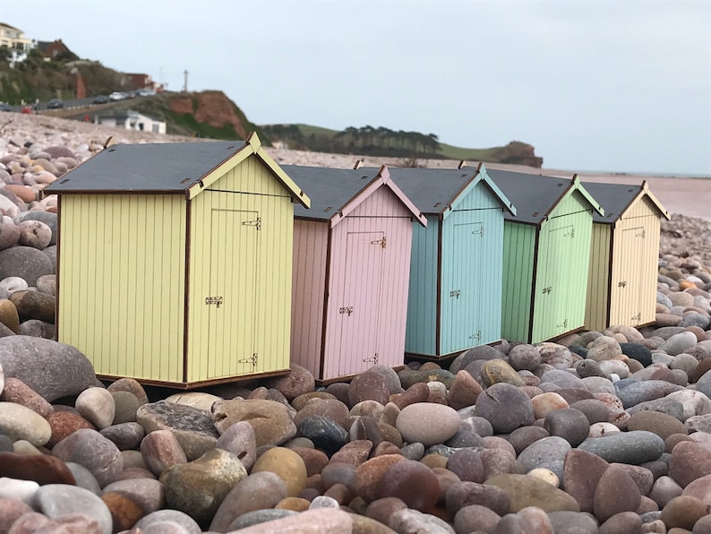 Beach Hut Boxes Lasercut Painted With Pastel Acrylic Lift | Etsy