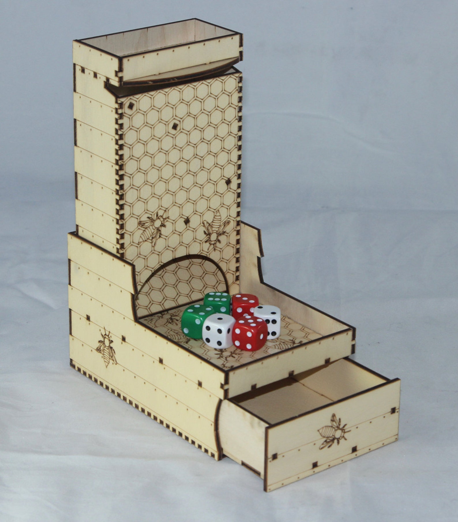 Bee & Honeycomb Beehive Dice Tower With Drawer for Dice | Etsy UK