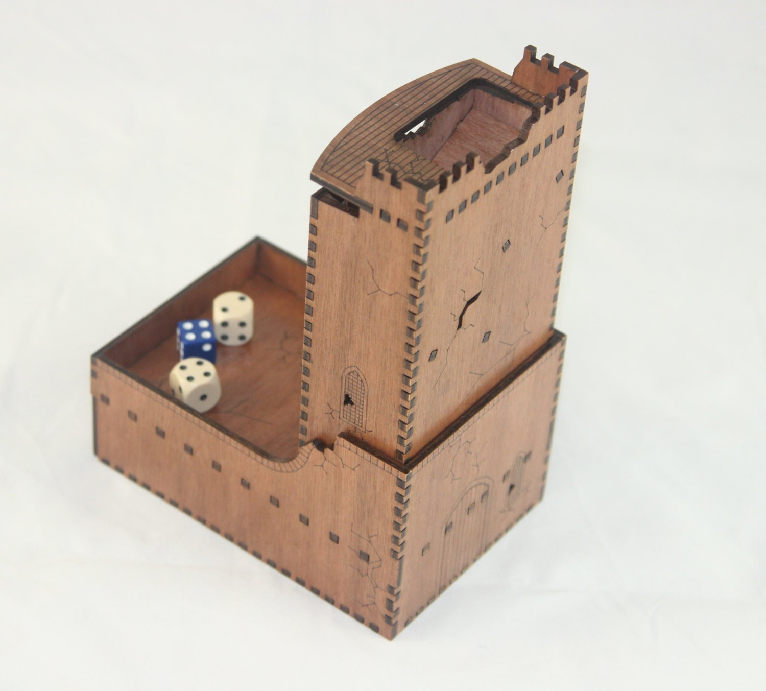 Ruined Castle Dice Tower with drawer for dice storage | Etsy