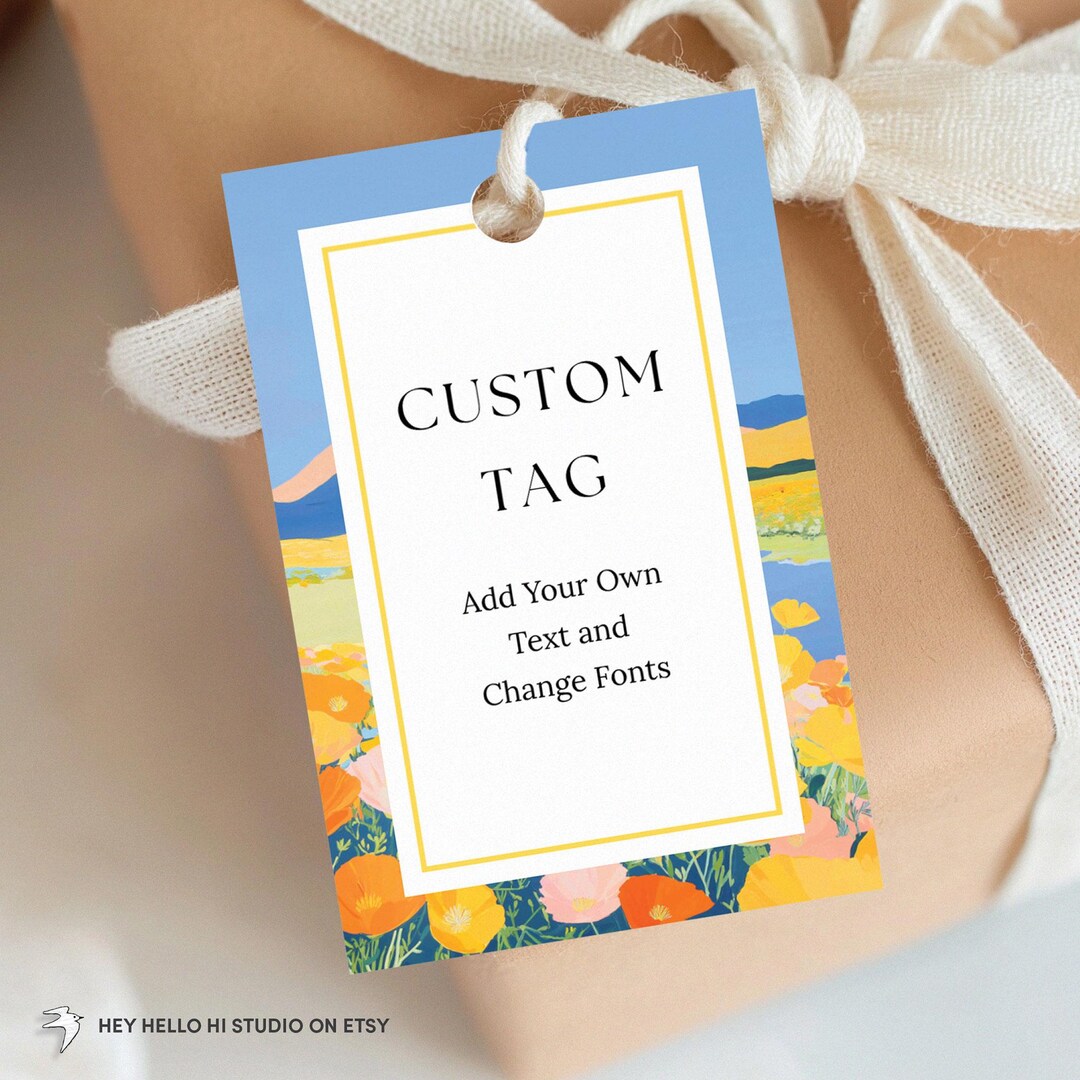 Thank You Favor Tag Template, Floral Flower Illustration, Printable 2x3 ...