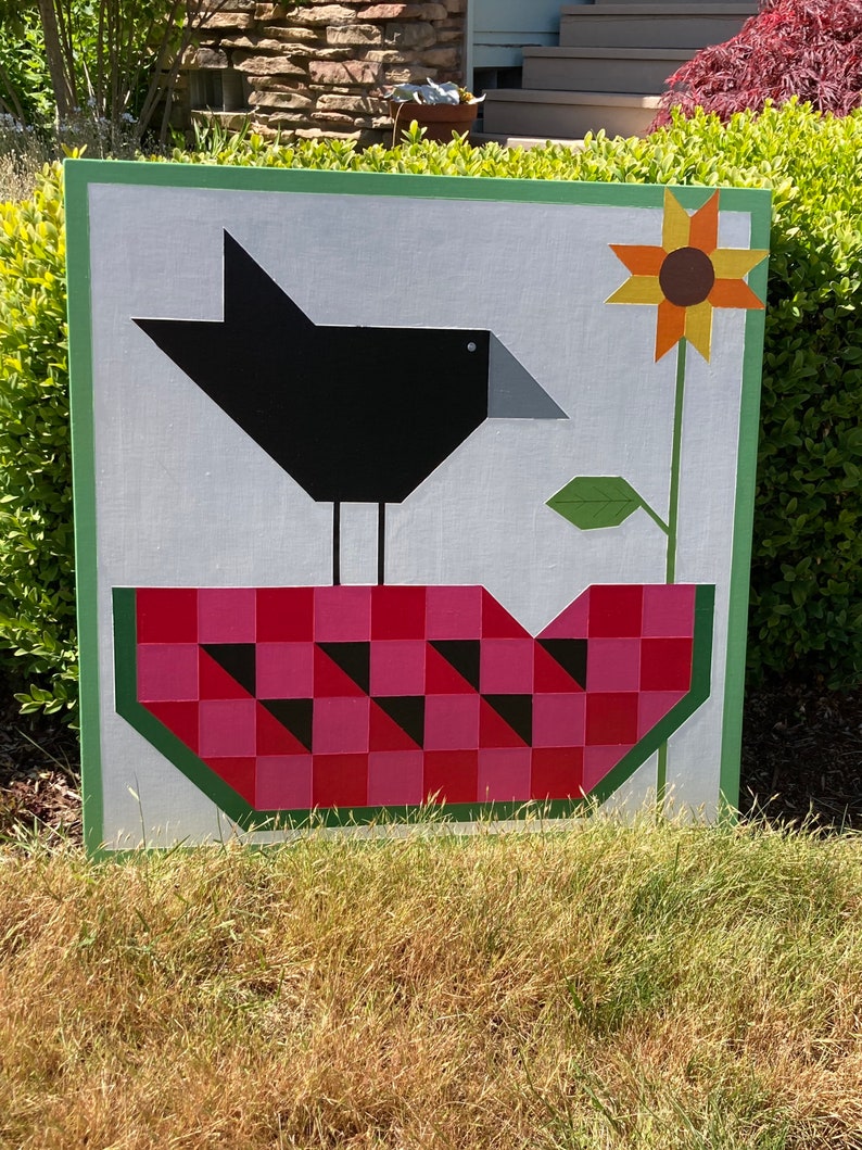 An Original Not2shabbee Barn Quilt Hand Painted Crow | Etsy