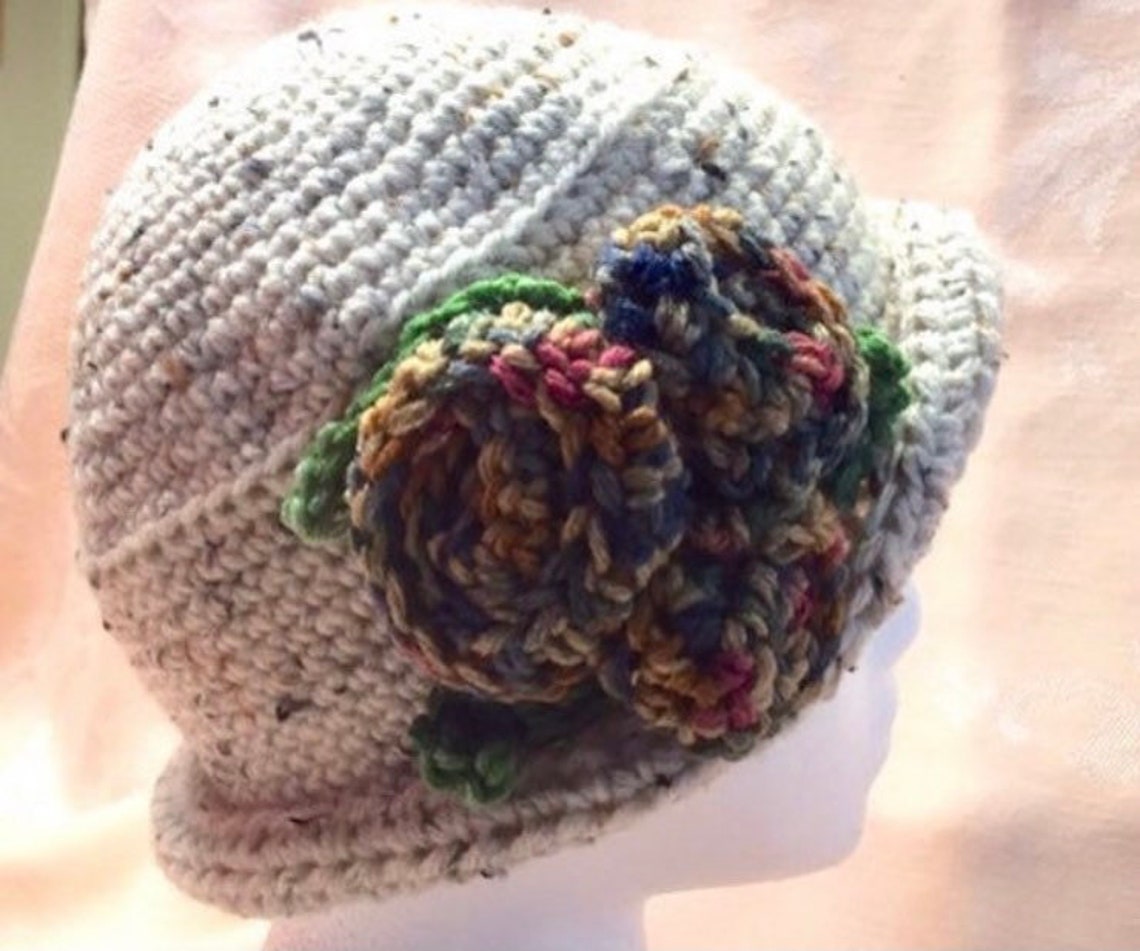 Women's Crocheted Red Flapper Style Hat With Brim and - Etsy