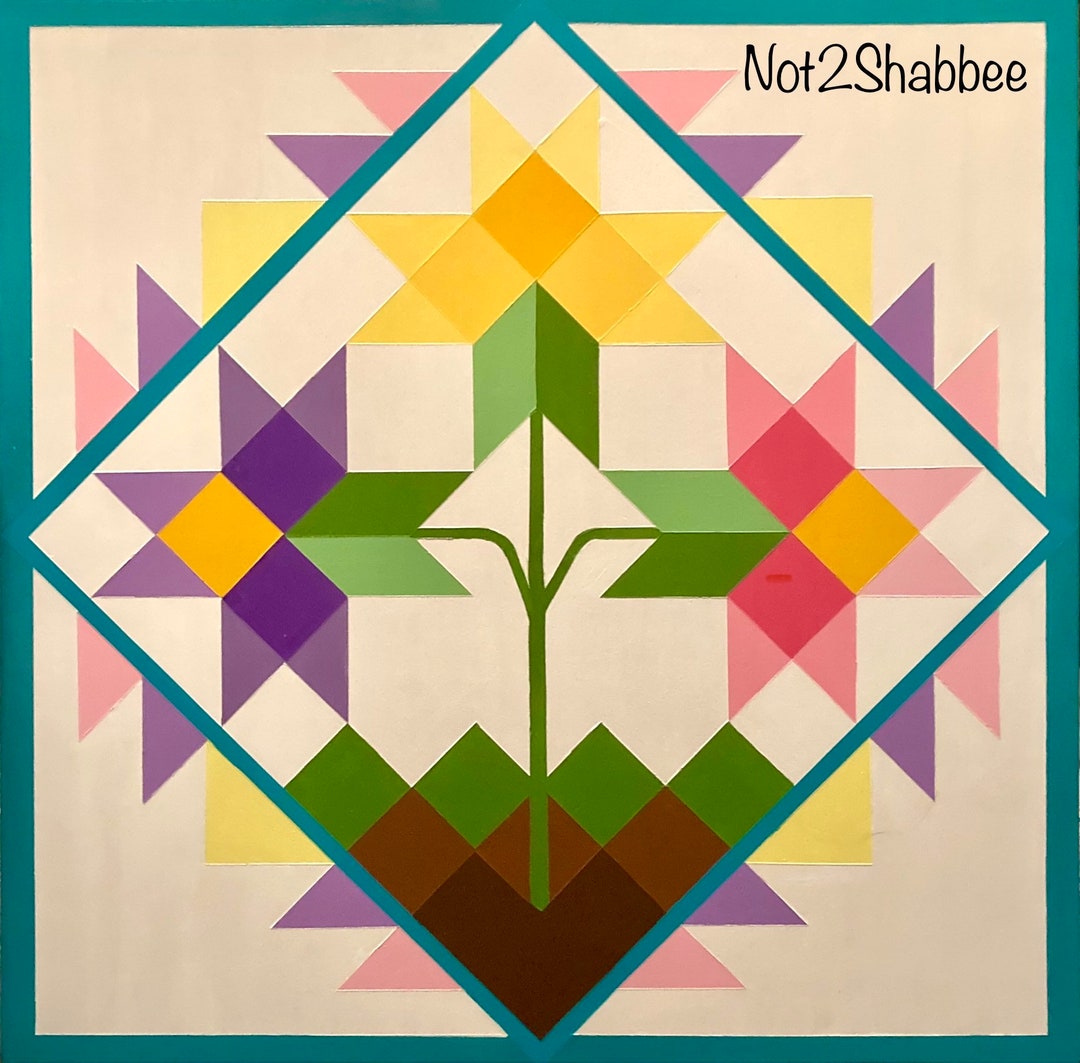 Hand Painted Flower Barn Quilt: 2'x2' Wood Quilt Block - Etsy