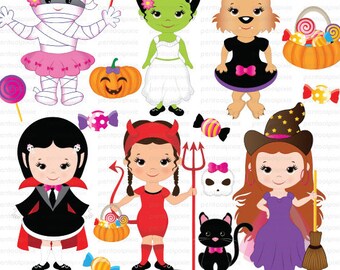 Halloween Creatures Clipart Frankenstein Ghost Dracula Witch - Etsy