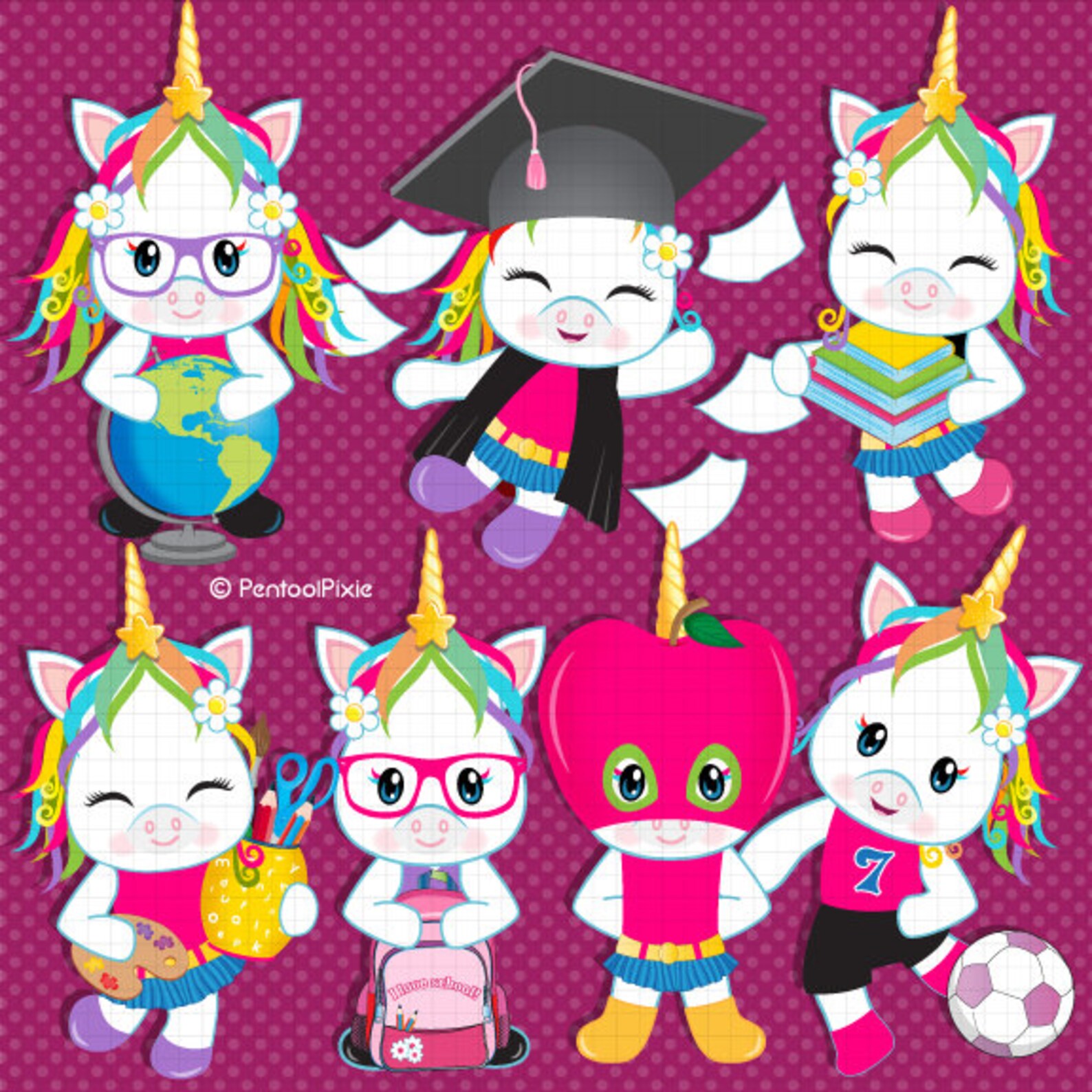 Buy Back to School Clipart Unicorn Clipart School Clipart Online in ...