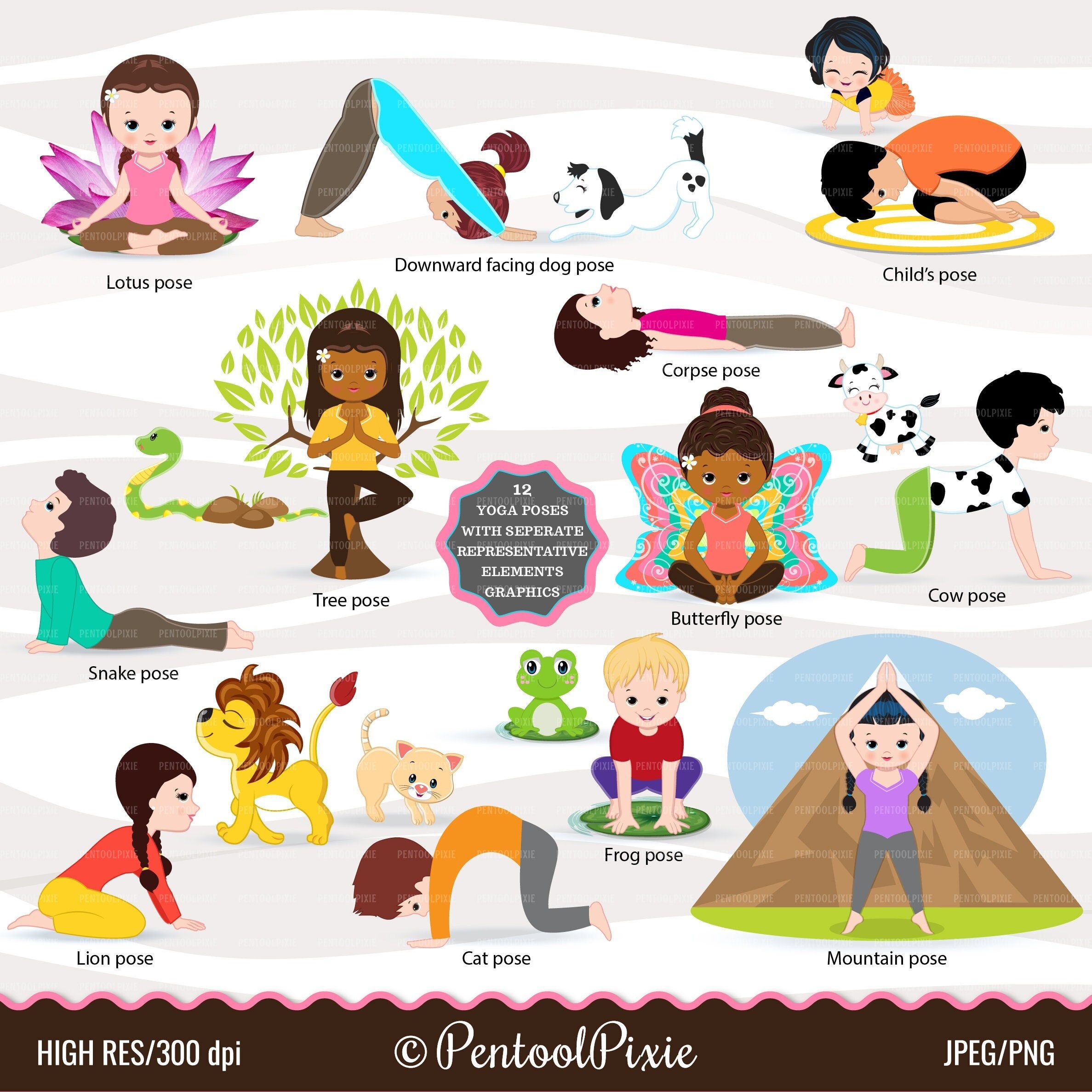 Kids Yoga Clip Art