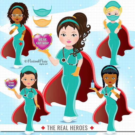 Nurse Clipart Nurse Superhero Clipart Medical Superhero | Etsy