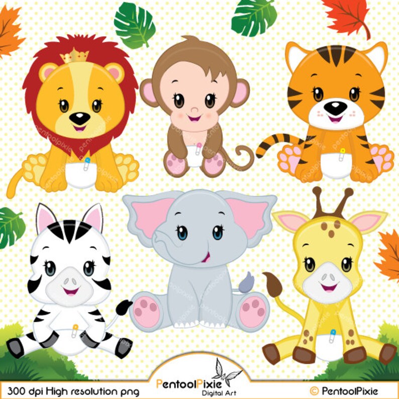 Jungle animal clipart Baby animals Safari clipart | Etsy