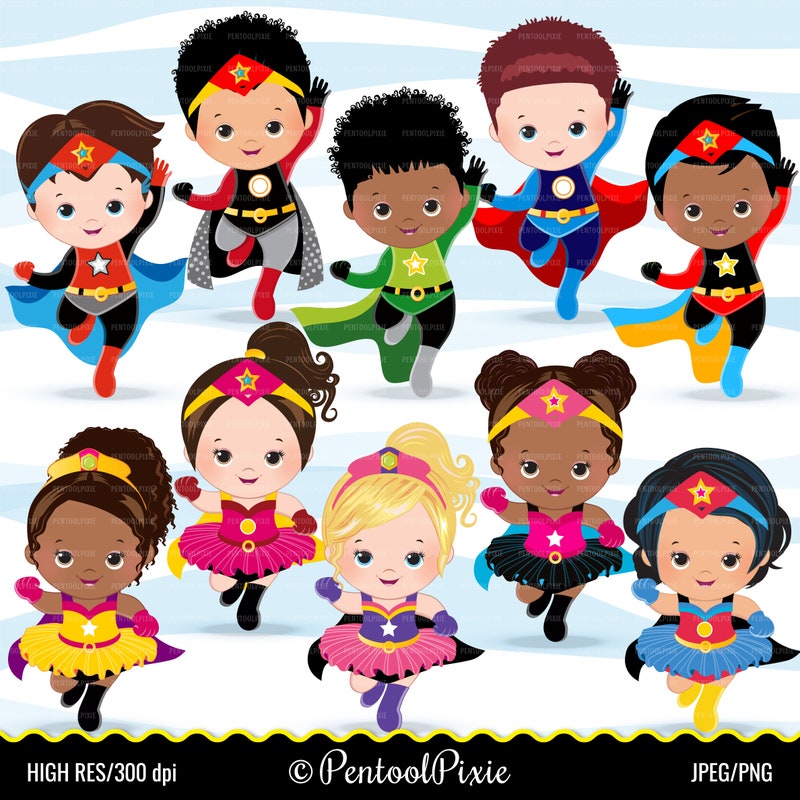 Superhero Clipart - Etsy