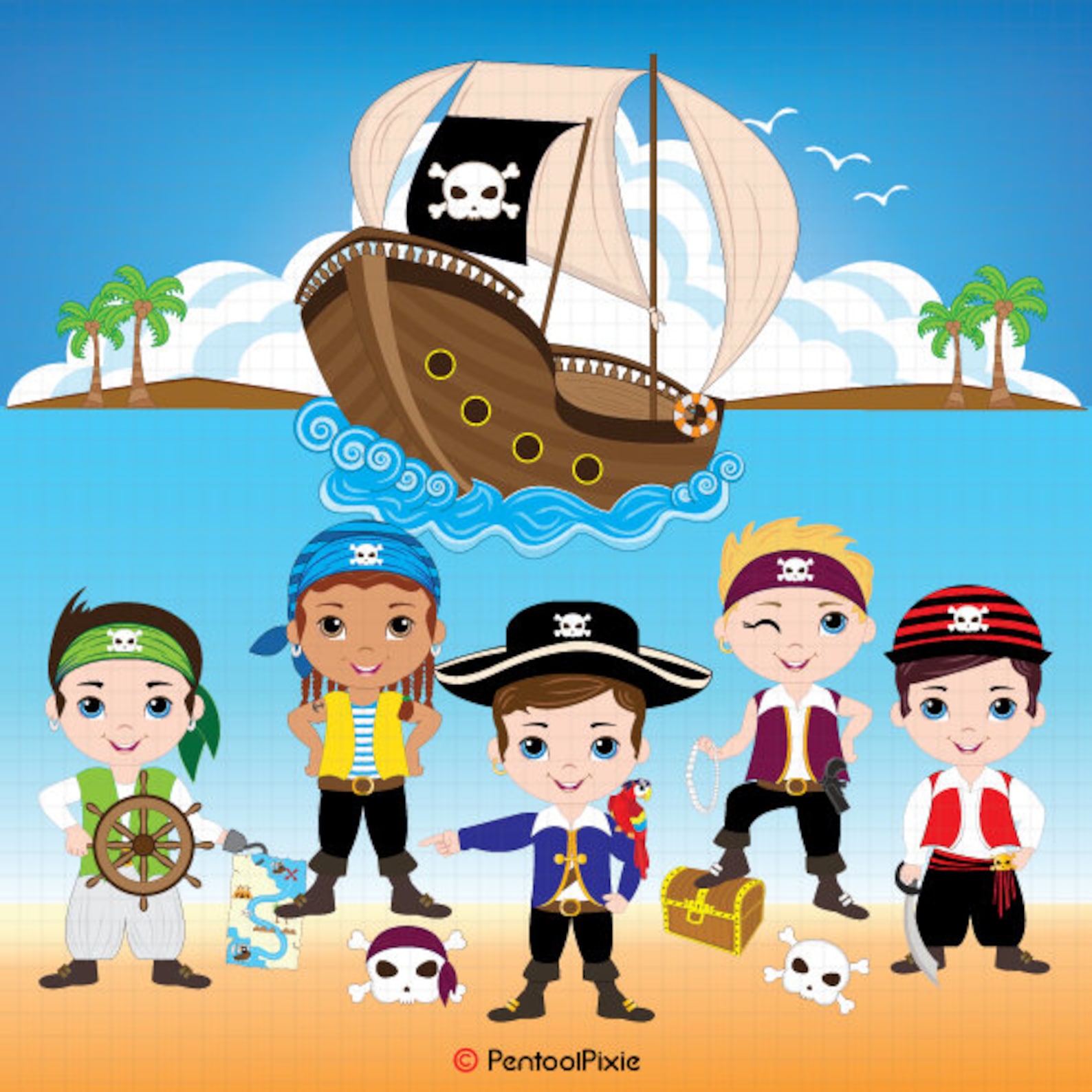 Pirate Clipart Pirate Clip Art Pirate Digital Clipart - Etsy