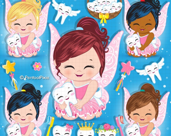 Tooth Fairy Clipart Bundle. Cute Tooth Fairies, Kawaii Teeth, Tooth ...