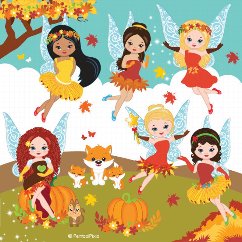 Autumn Fairies Clipart Fall Clipart Fairy Clipart Autumn | Etsy