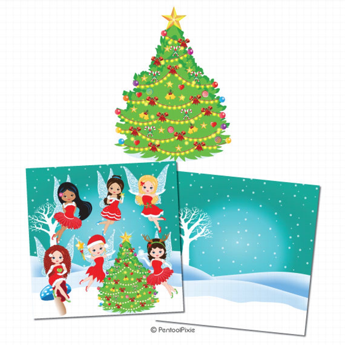 Christmas Fairies Clipart Snow Fairies Winter Fairies | Etsy
