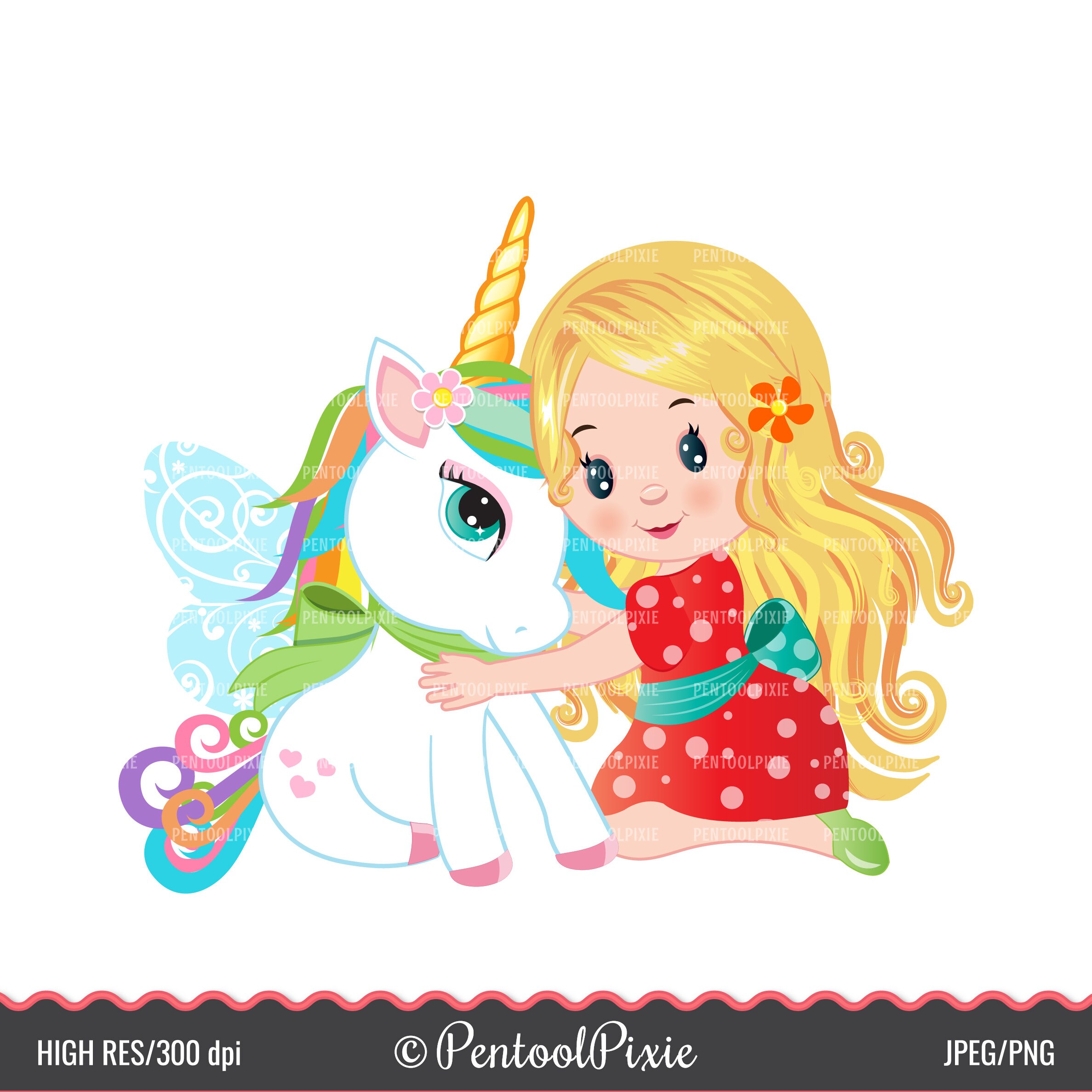 Little Girl Hugging Unicorn Clipart Unicorn Clipart Unicorn | Etsy New ...