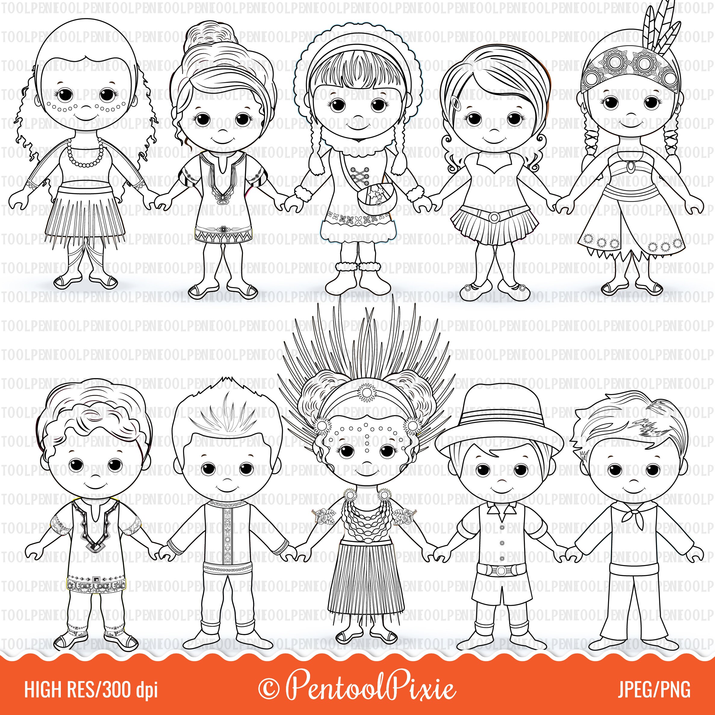Native American Children Clipart Black And White