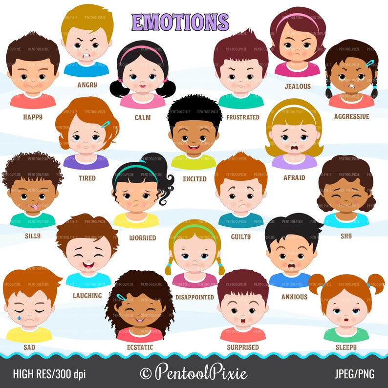 Emotions Clipart Expressions Clipart Kids Clipart - Etsy India