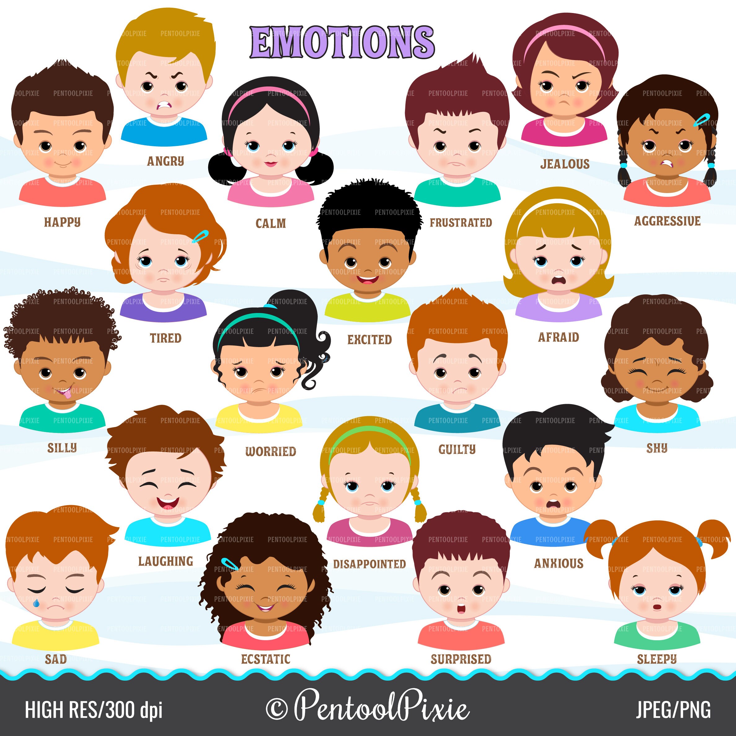Printable List Of Emotions And Feelings Clipart