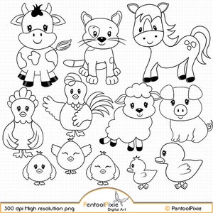 Farm Animals - Digital Stamps - Etsy