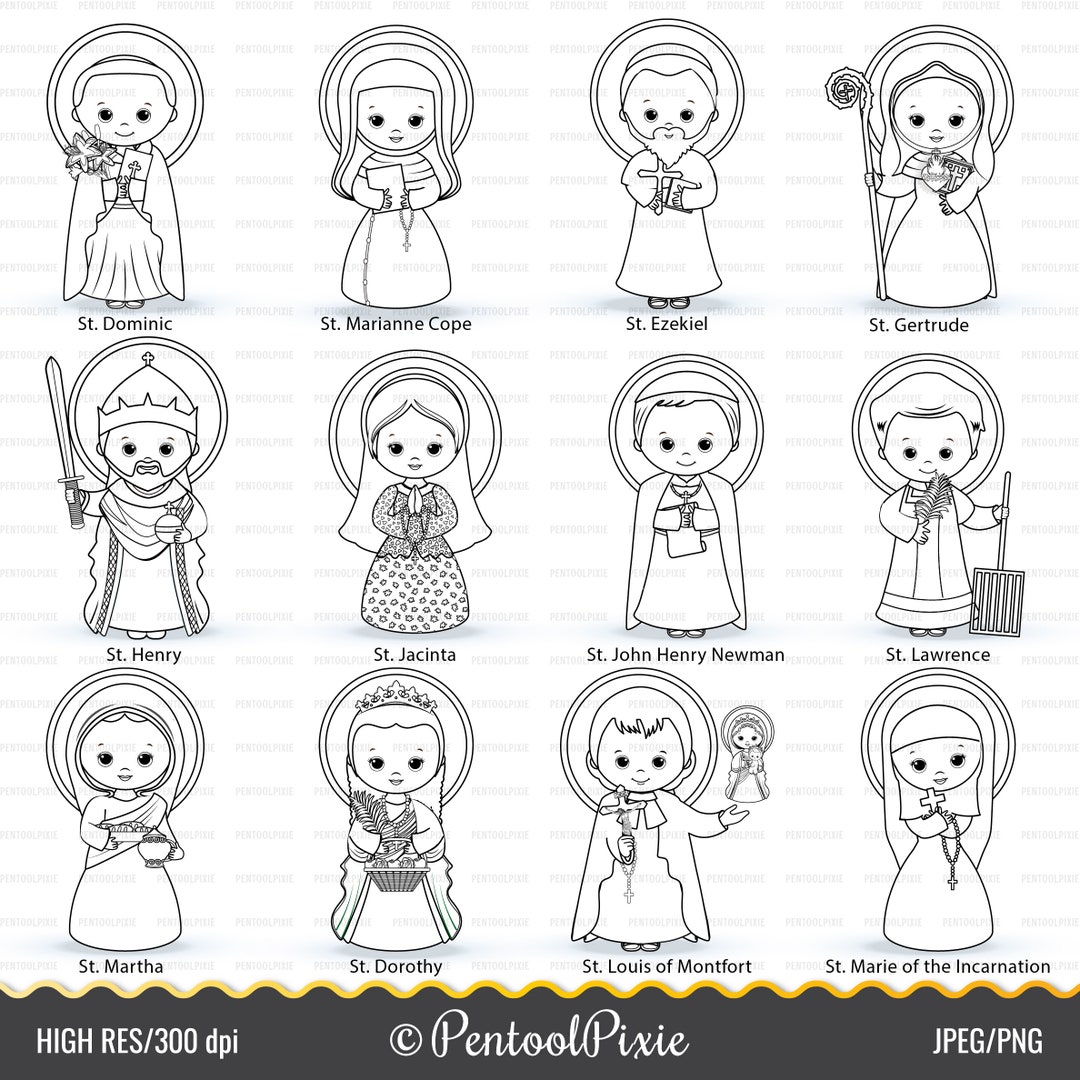 Saints Clipart, PART 9, Cute Saints, Jesus Clipart, Lineart, Coloring ...